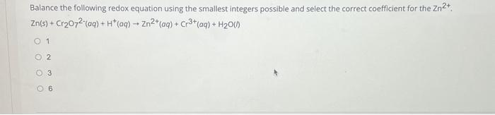 Solved Balance the following redox equation using the | Chegg.com