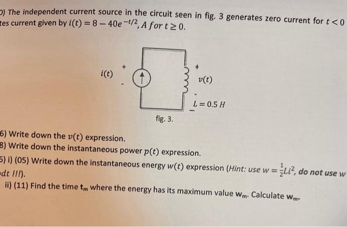 )) The independent current source in the circuit seen | Chegg.com