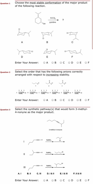 Solved Choose the most stable conformation of the major | Chegg.com