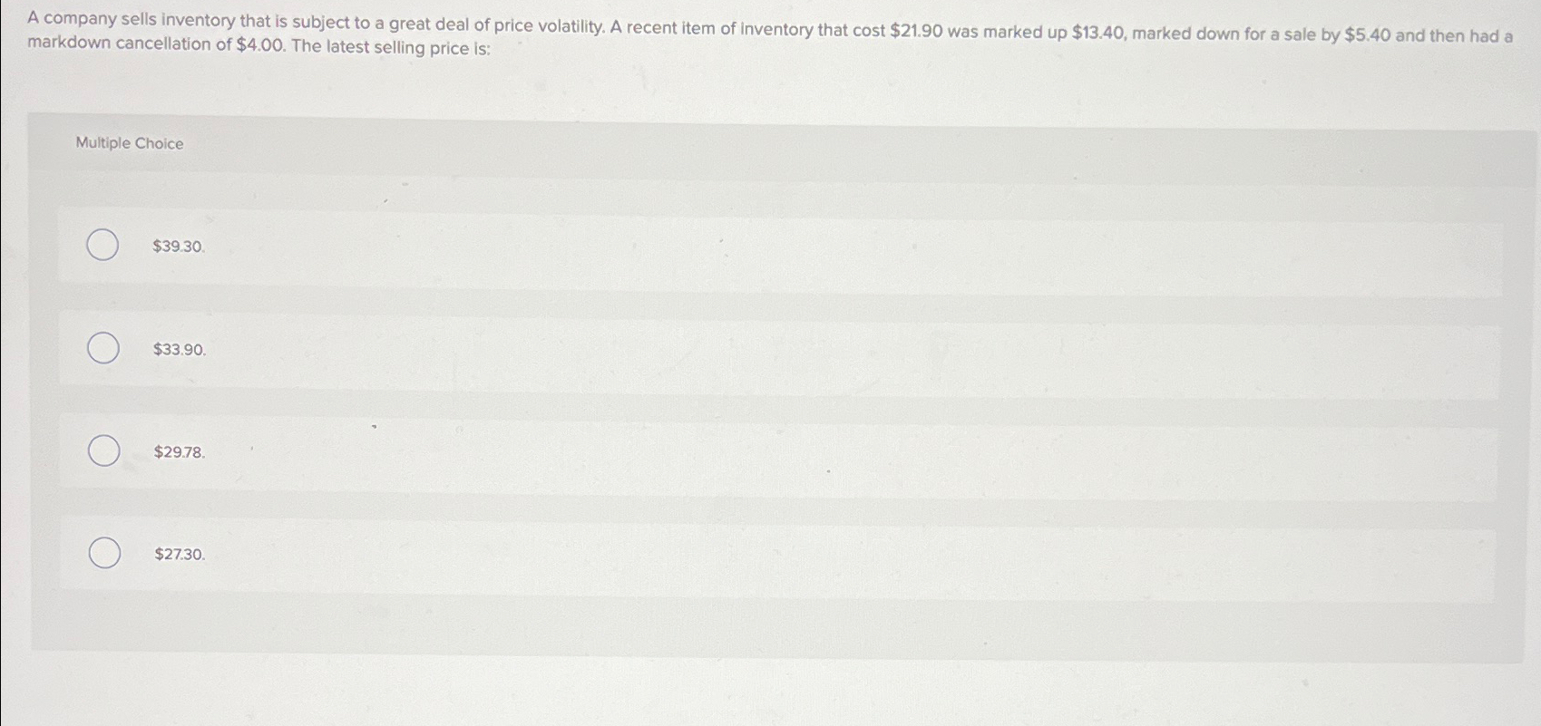 Solved A company sells inventory that is subject to a great | Chegg.com