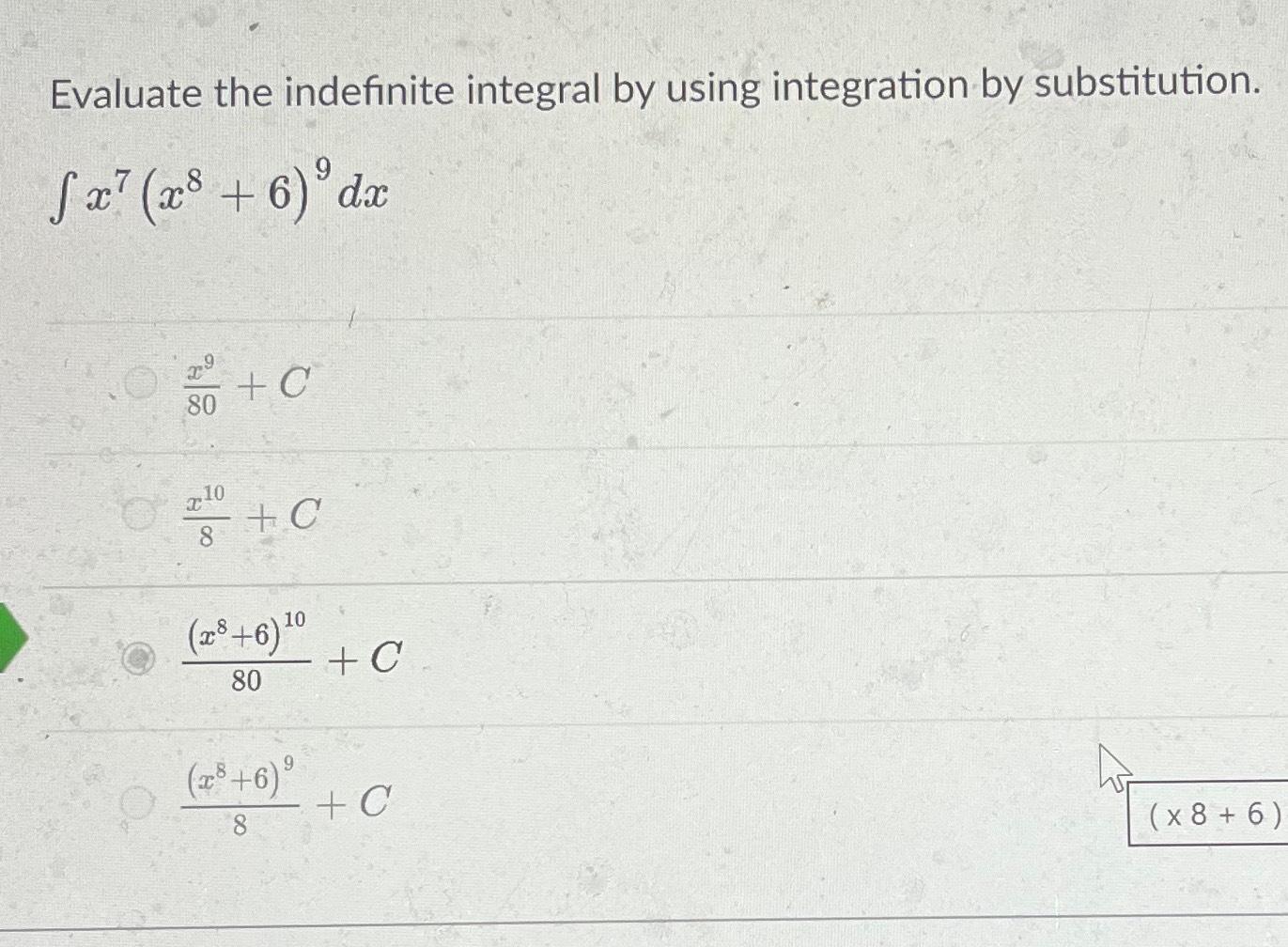 Solved Evaluate the indefinite integral by using integration | Chegg.com