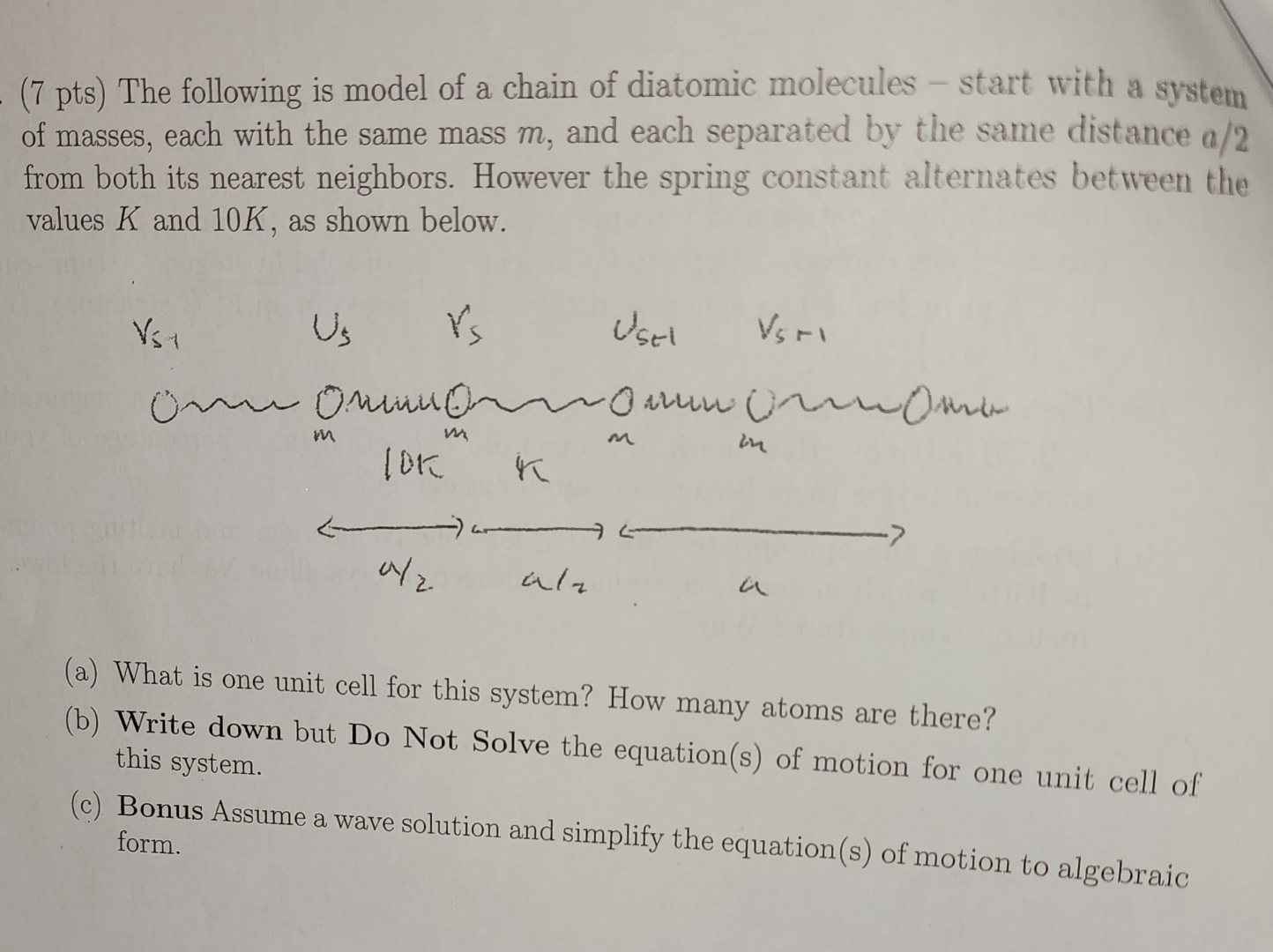 Solved (7 ﻿pts) ﻿The following is model of a chain of | Chegg.com