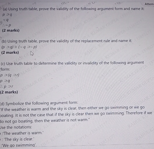 Solved (a) ﻿Using truth table, prove the validity of the | Chegg.com
