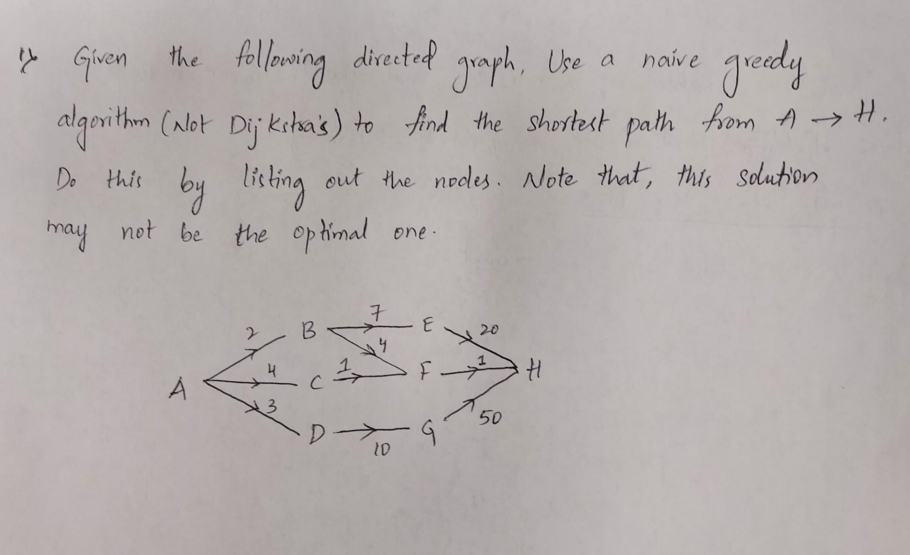 Solved i) Given the following directed graph, Use a naive | Chegg.com