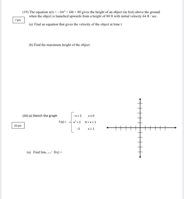 Solved 19 The Equation S T 16 64t 80 Gives The