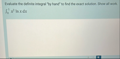 Solved Evaluate the definite integral "by hand" to find the | Chegg.com