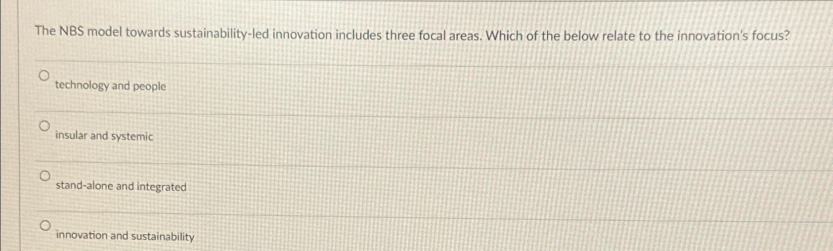 Solved The NBS model towards sustainability-led innovation | Chegg.com