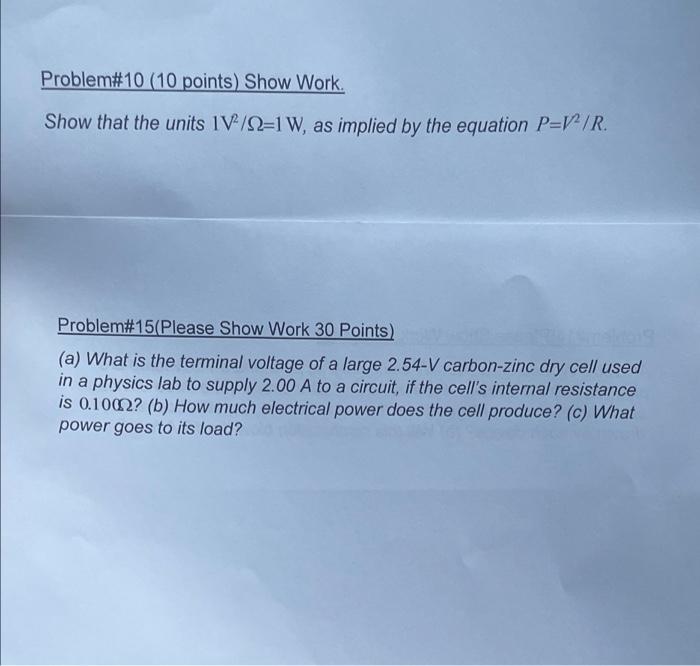 Solved Problem# 10 (10 points) Show Work. Show that the | Chegg.com