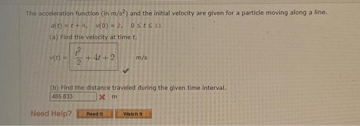 Solved The acceleration function (in m/s2) and the initial | Chegg.com