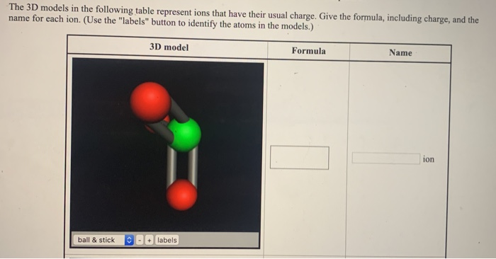 The models in the following table represent ions that | Chegg.com