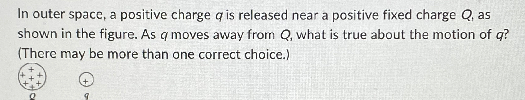 Solved In outer space, a positive charge q ﻿is released near | Chegg.com
