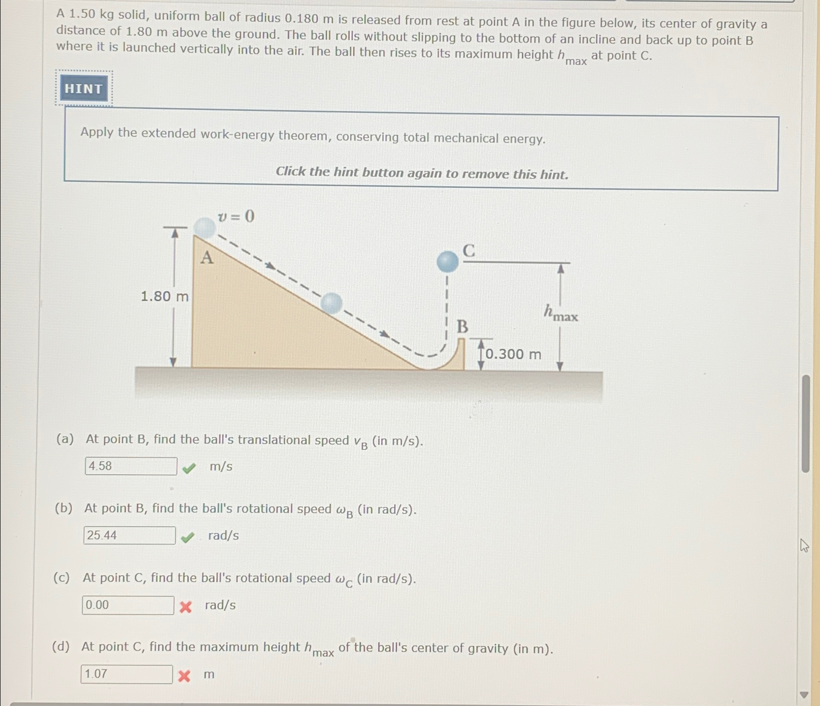 Solved A 1.50kg ﻿solid, uniform ball of radius 0.180m ﻿is | Chegg.com