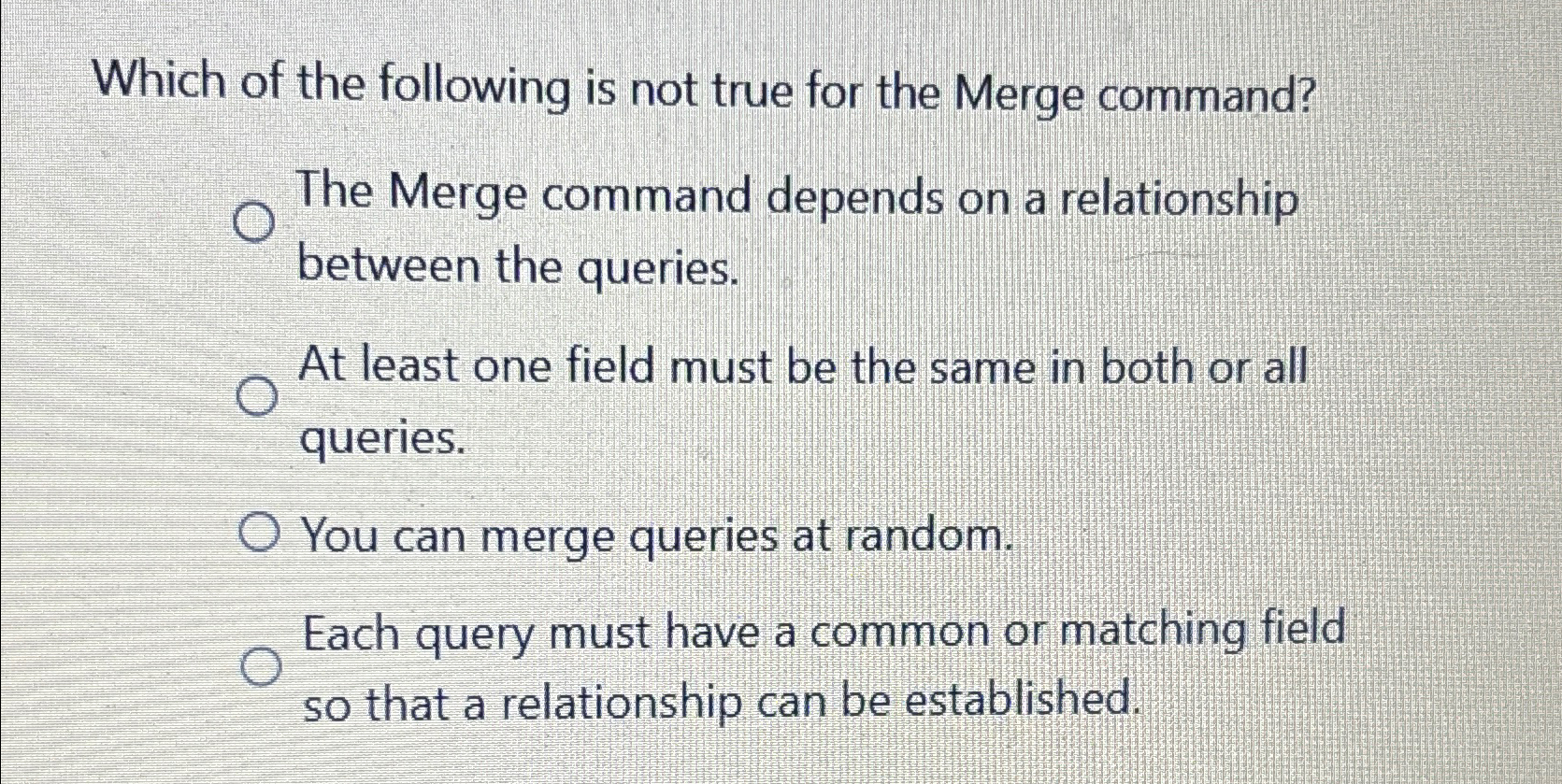 Solved Which of the following is not true for the Merge | Chegg.com