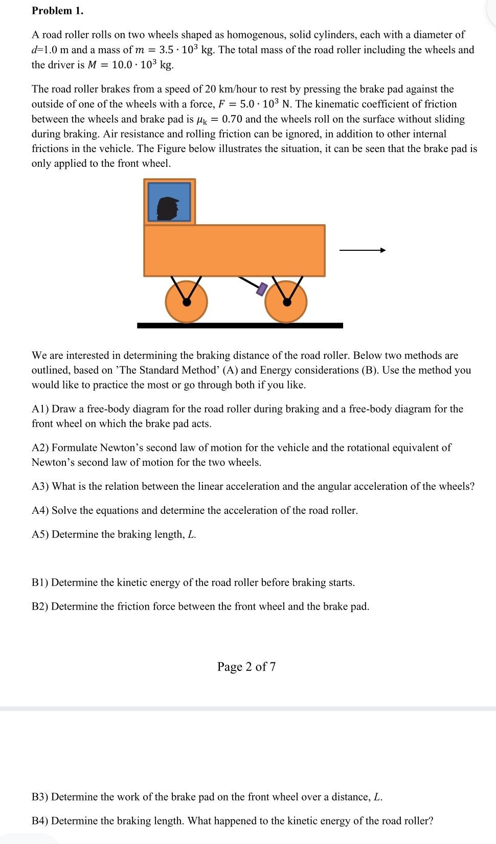 Solved A road roller rolls on two wheels shaped as | Chegg.com