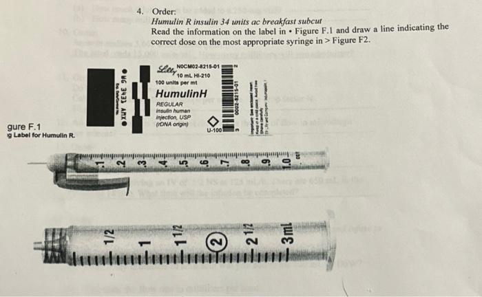 Solved gure F.1 ig Label for Humulin R. 1/2 Exp. | Chegg.com