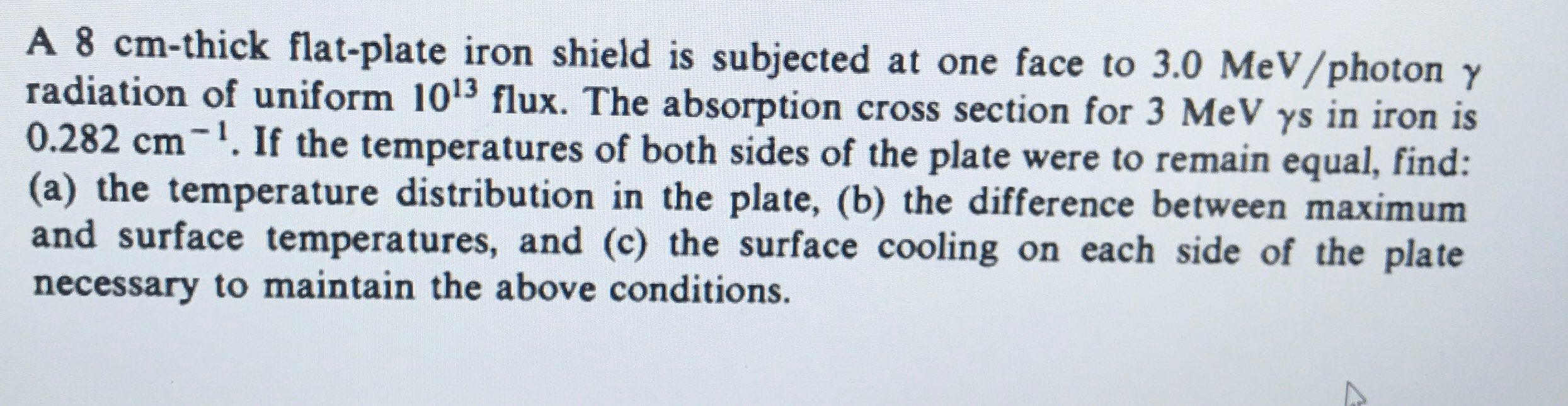 Solved A 8cm-thick flat-plate iron shield is subjected at | Chegg.com
