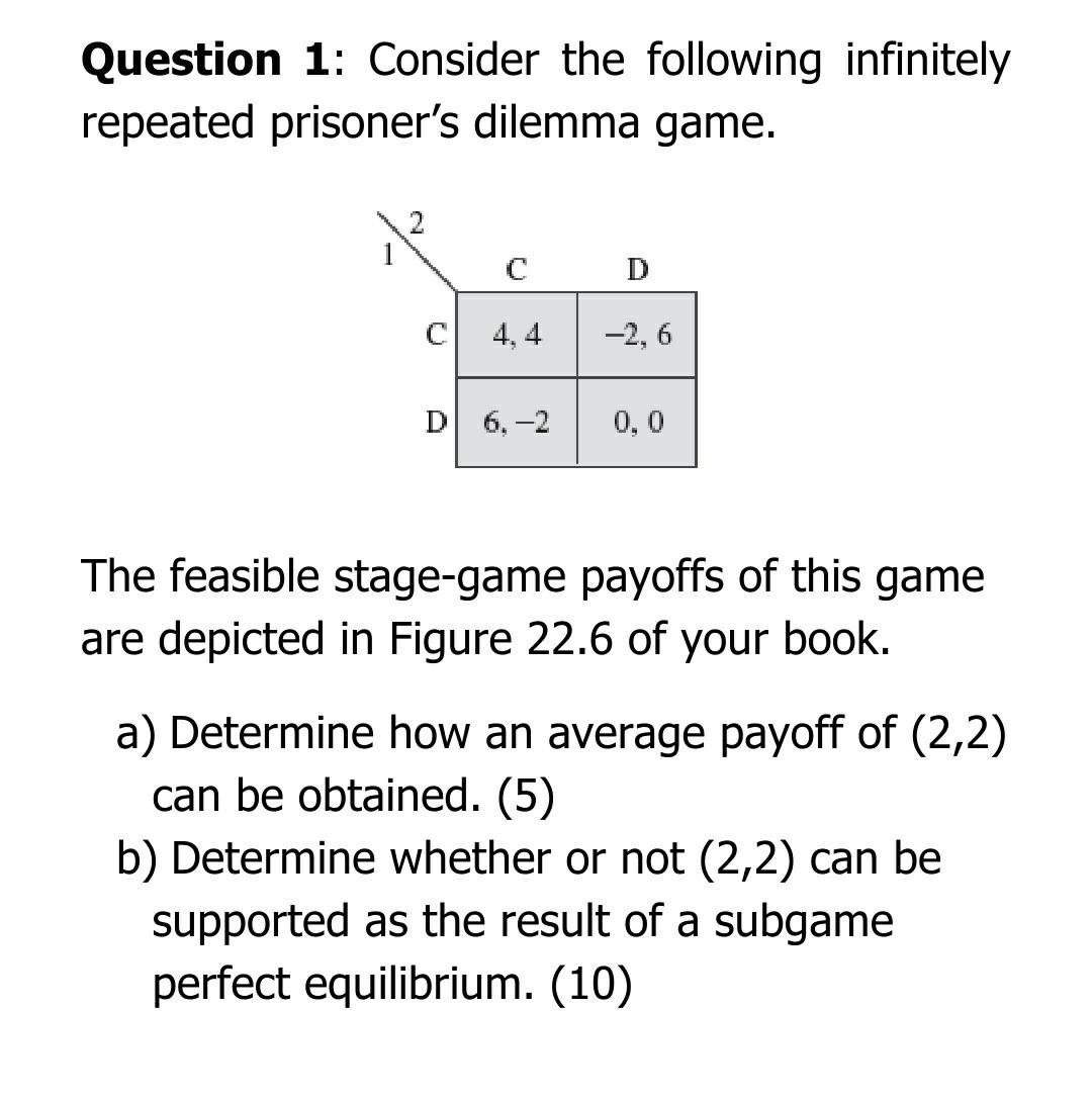 Question 1: Consider the following infinitely | Chegg.com