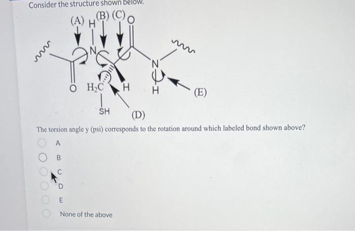 Solved Consider the structure shown below. The torsion angle | Chegg.com