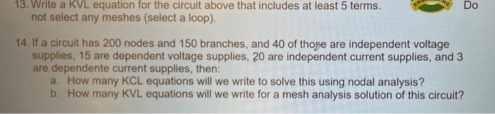 Solved Do 13. Write a KVL equation for the circuit above | Chegg.com