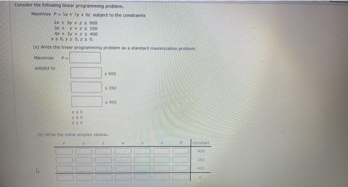 Solved Consider the following linear programming problem. | Chegg.com
