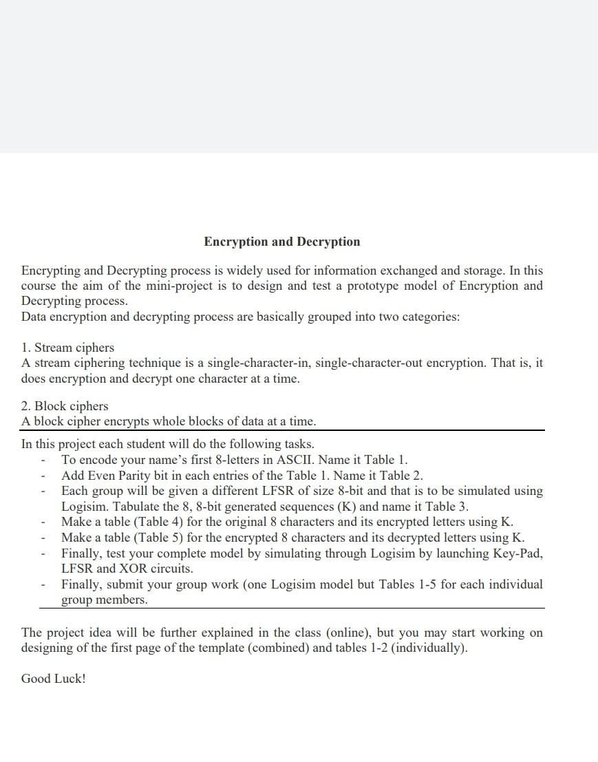 Solved Encryption and Decryption Encrypting and Decrypting | Chegg.com