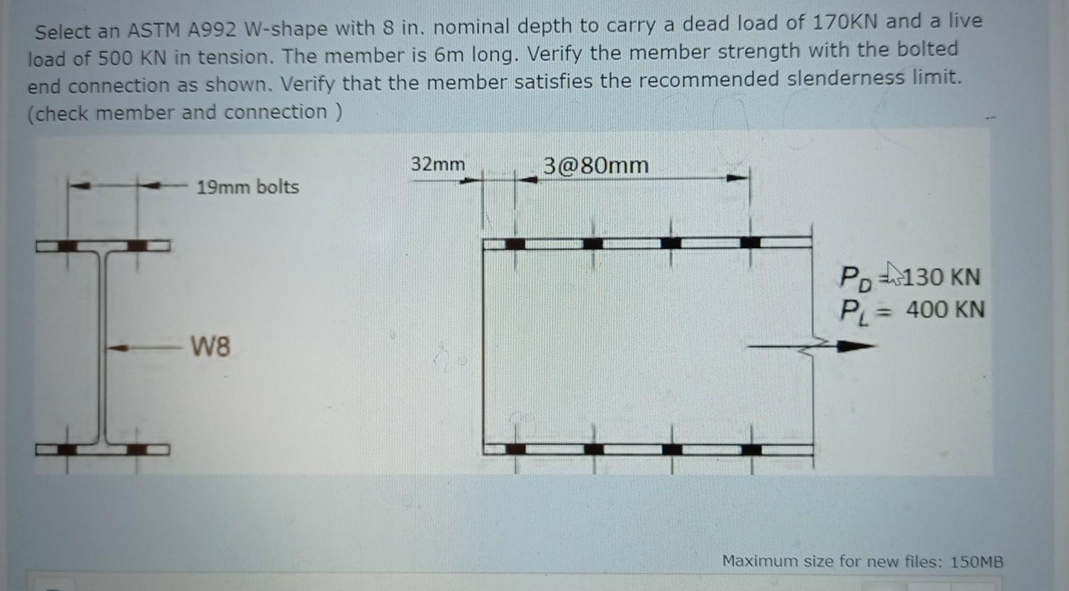 Solved Select an ASTM A992 W-shape with 8 in. nominal depth | Chegg.com