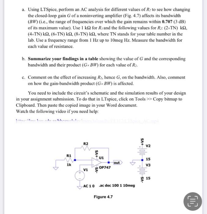 Solved a. Using LTSpice, perform an AC analysis for | Chegg.com