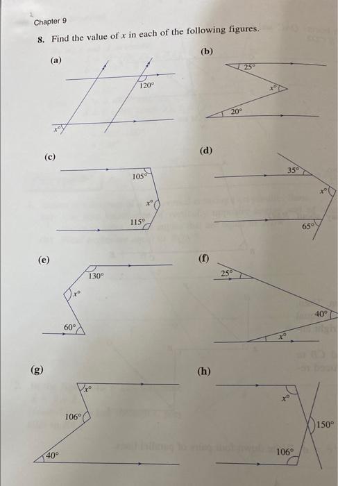 Find the value of x in each of the following | Chegg.com