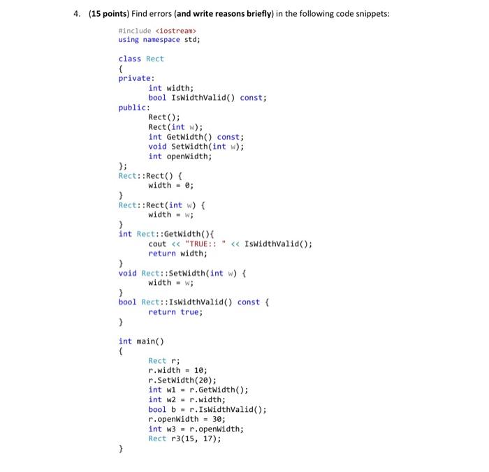 Solved 4. (15 points) Find errors (and write reasons | Chegg.com Solved 4. (15 points) Find errors (and write reasons | Chegg.com