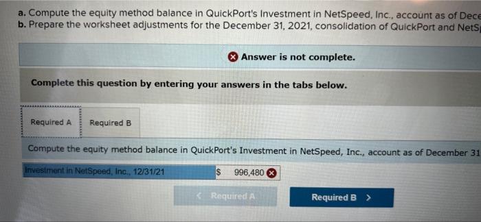 Solved On January 1, 2020, QuickPort Company acquired 90 | Chegg.com
