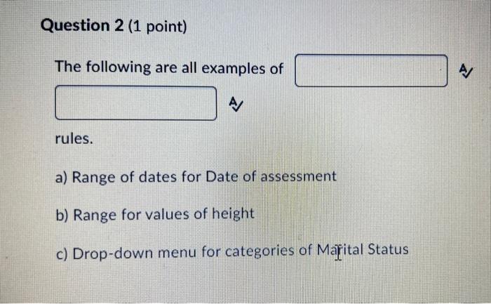 Solved The following are all examples of A rules. a) Range | Chegg.com