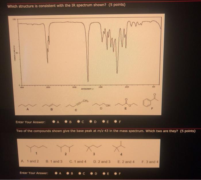 Solved Which structure is consistent with the IR spectrum | Chegg.com