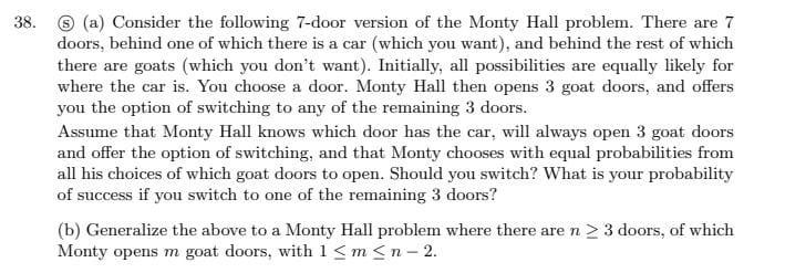 Solved 38. (a) Consider the following 7-door version of the | Chegg.com