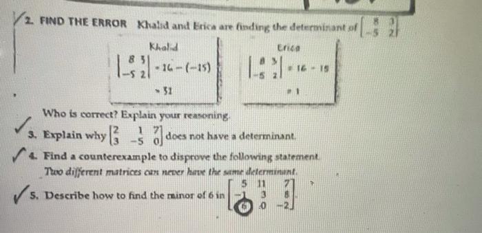 Solved 2. FIND THE ERROR Khalid and Erica are (inding the | Chegg.com