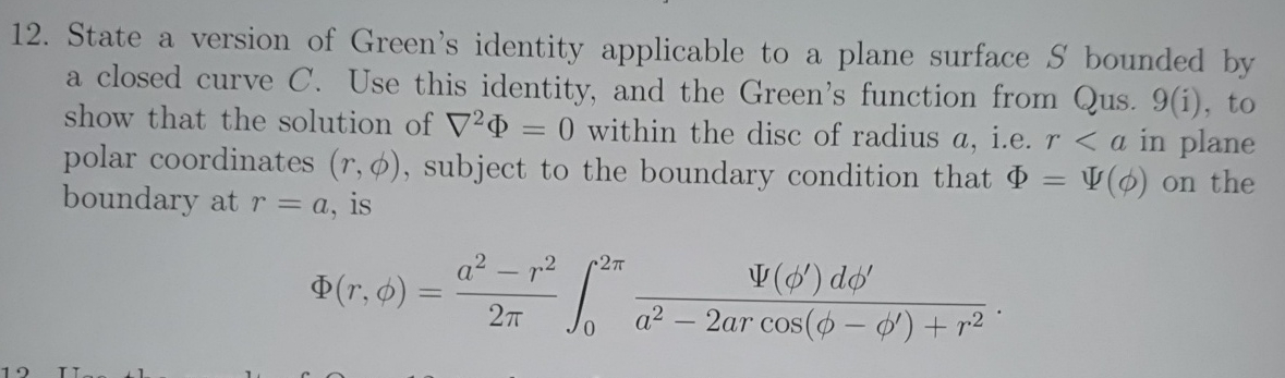 Solved State a version of Green's identity applicable to a | Chegg.com