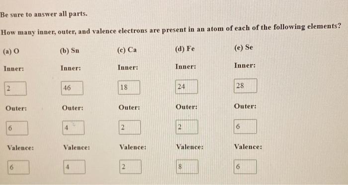 Solved Be sure to answer all parts. Identify the element | Chegg.com