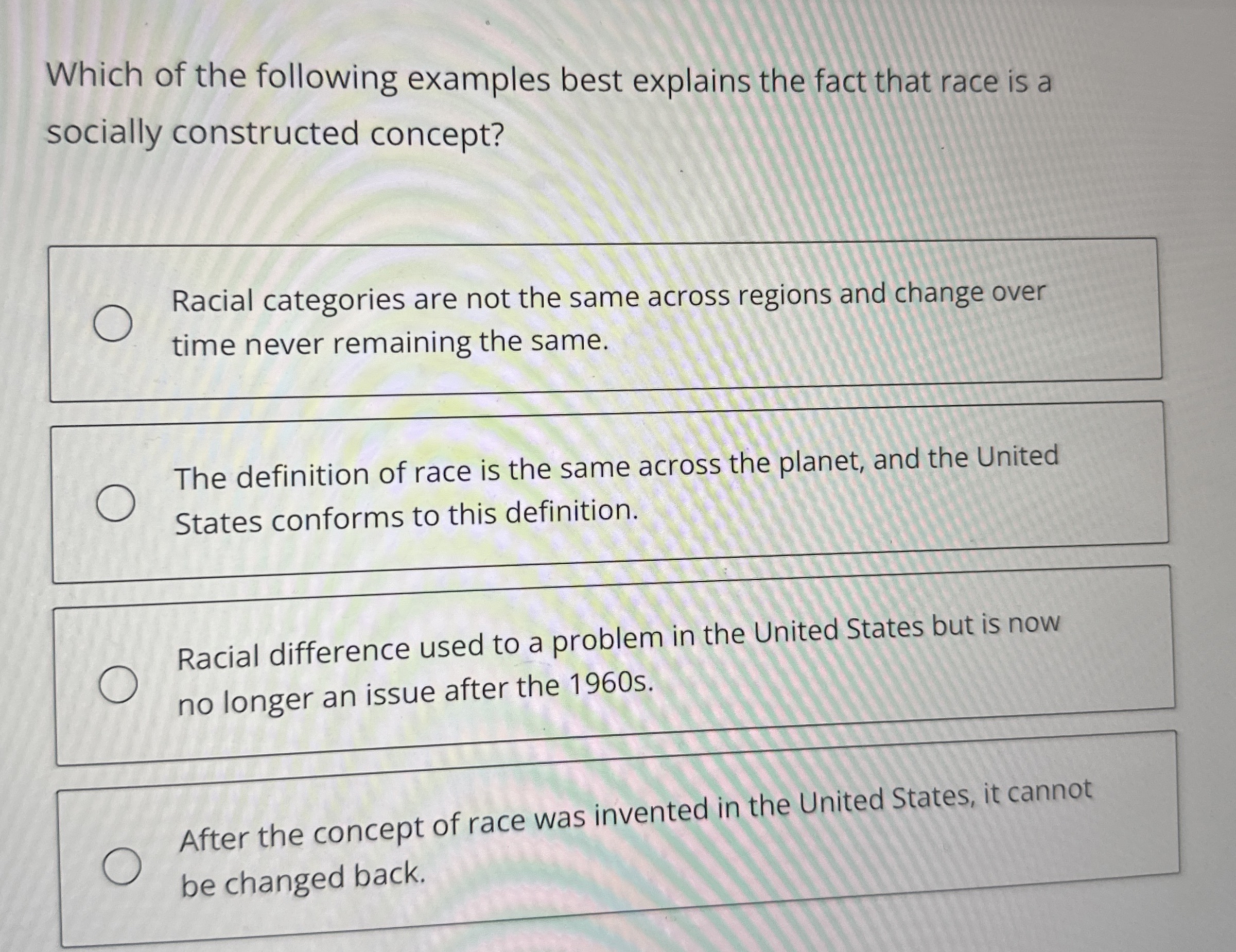 Solved Which of the following examples best explains the | Chegg.com
