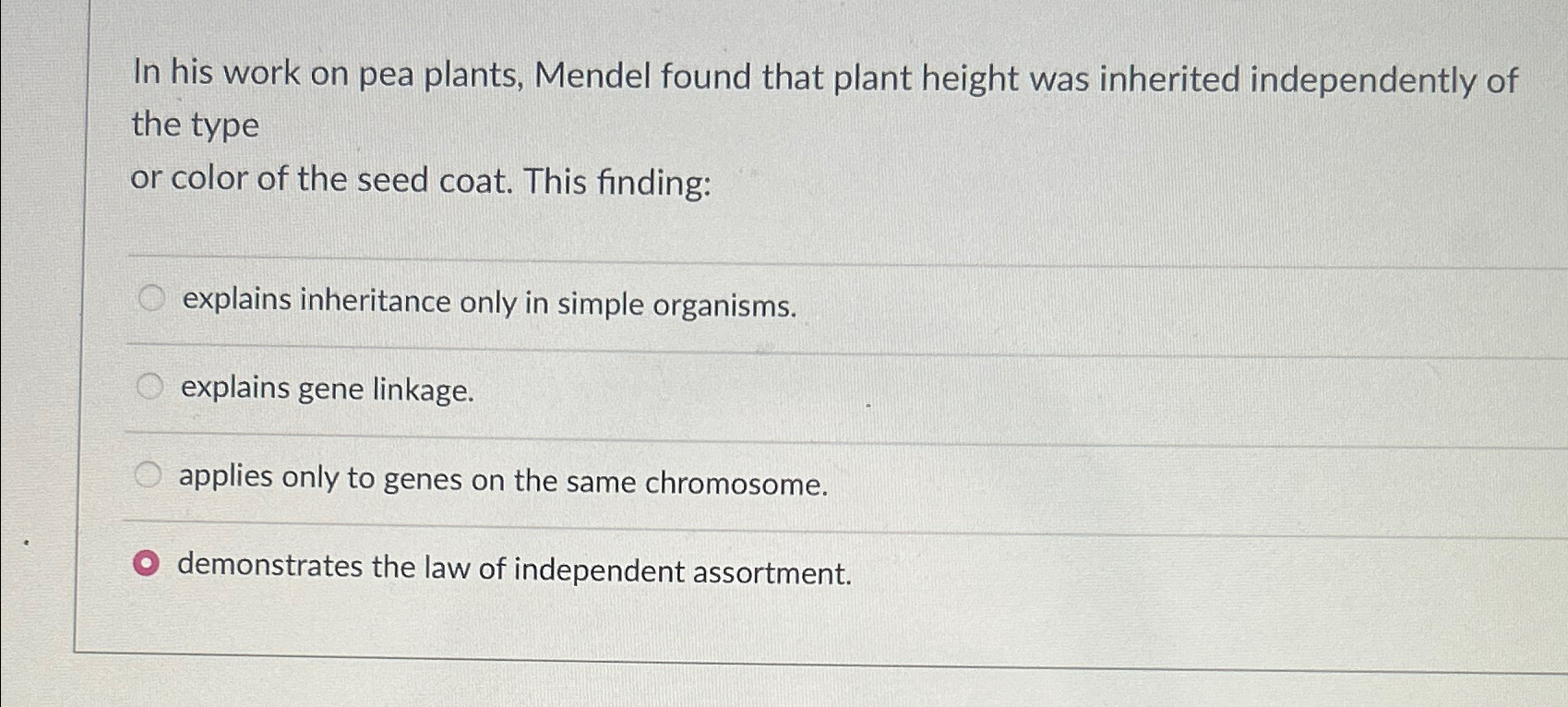Solved In his work on pea plants, Mendel found that plant | Chegg.com