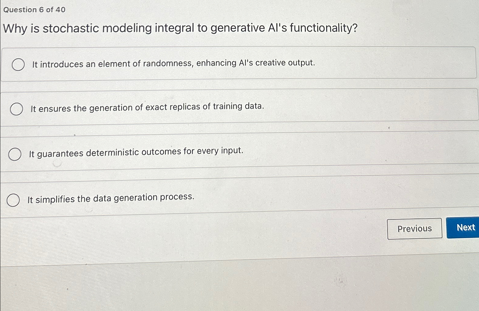 Solved Question 6 ﻿of 40Why is stochastic modeling integral | Chegg.com