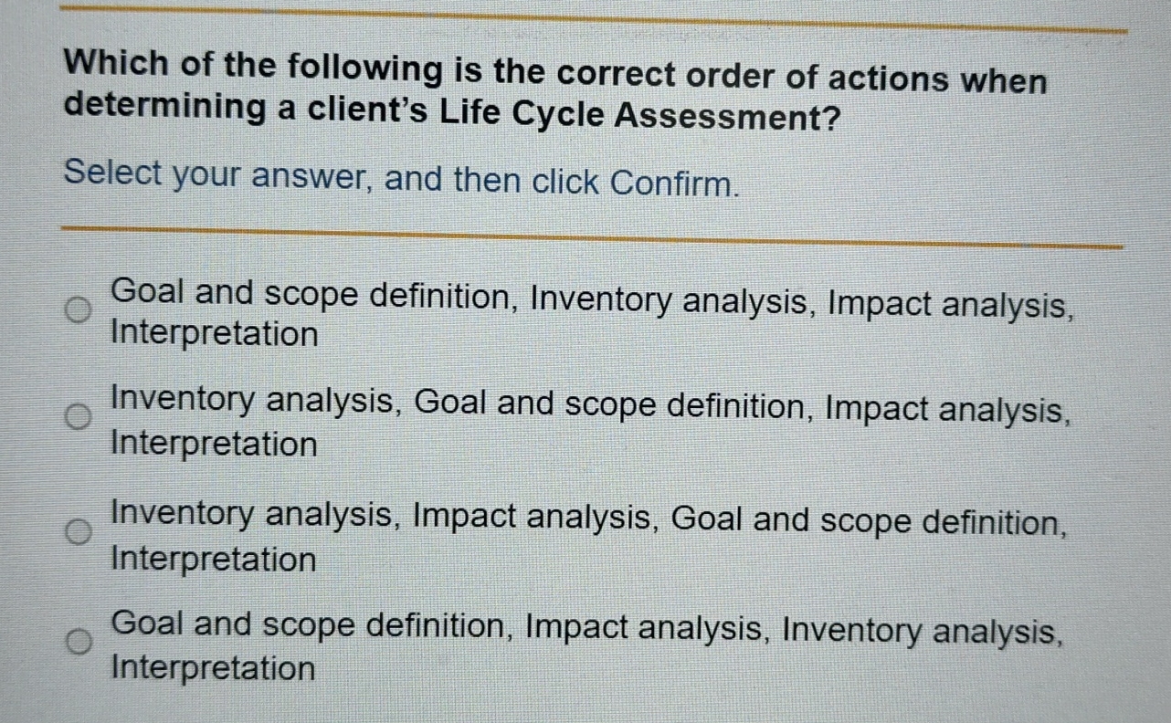 Solved Which of the following is the correct order of | Chegg.com