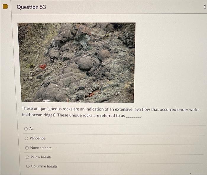 Solved Question 54 The igneous feature depicted in this | Chegg.com