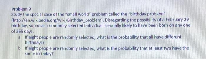 Solved Problem 9 Study the special case of the "small world" | Chegg.com