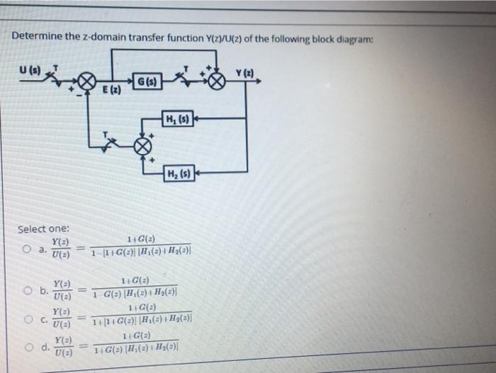 Solved Determine the z-domain transfer function Y(z)/U(z) of | Chegg.com