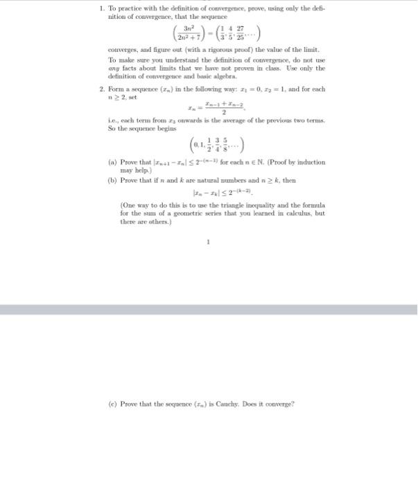 Solved 1. To practice with the definition of convergence, | Chegg.com
