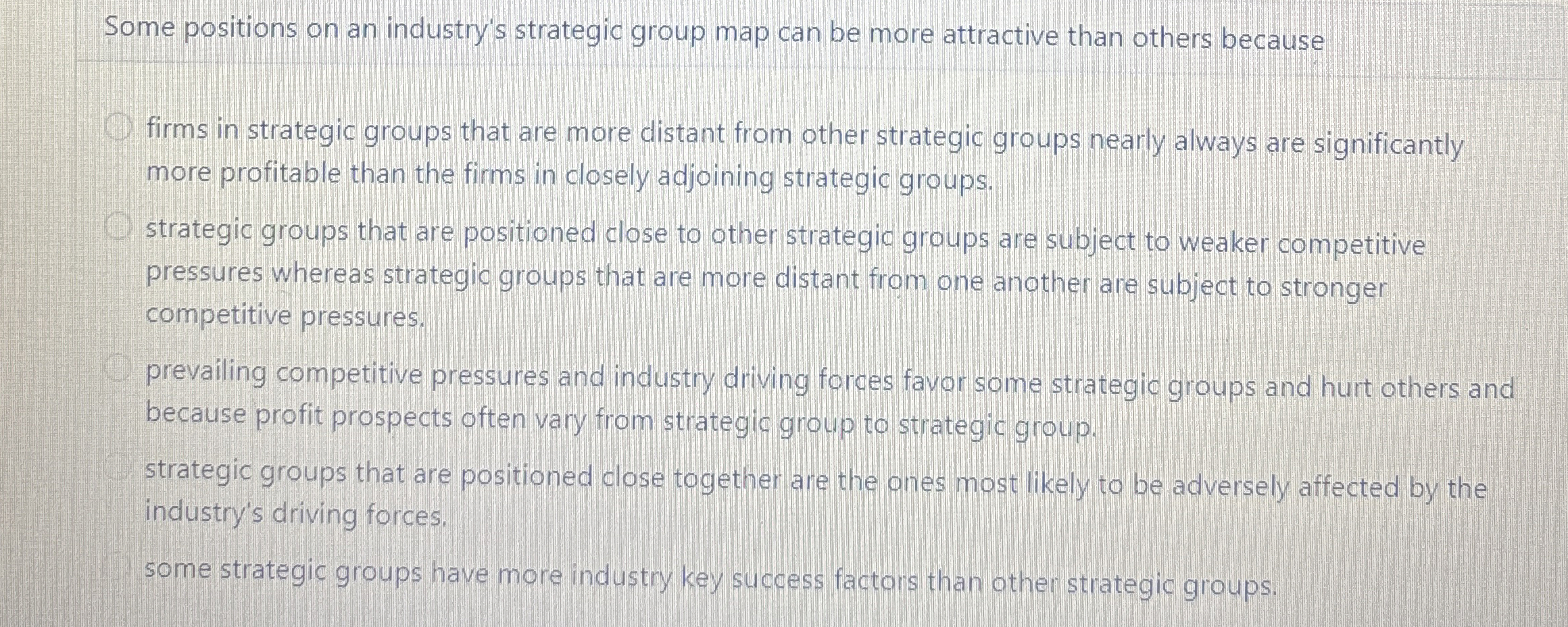 Solved Some positions on an industry's strategic group map | Chegg.com