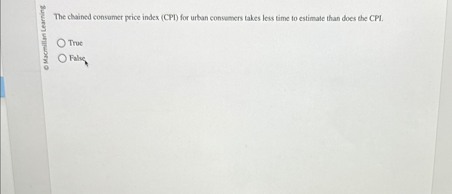 Solved The chained consumer price index (CPI) ﻿for urban | Chegg.com