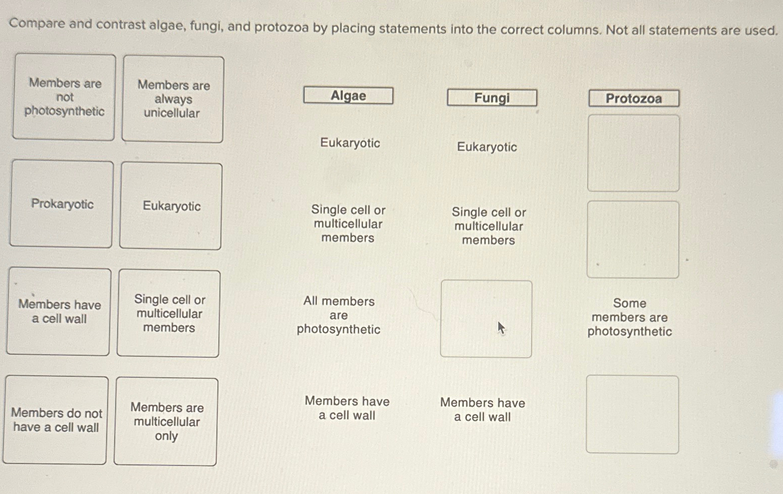 Solved Compare and contrast algae, fungi, and protozoa by | Chegg.com
