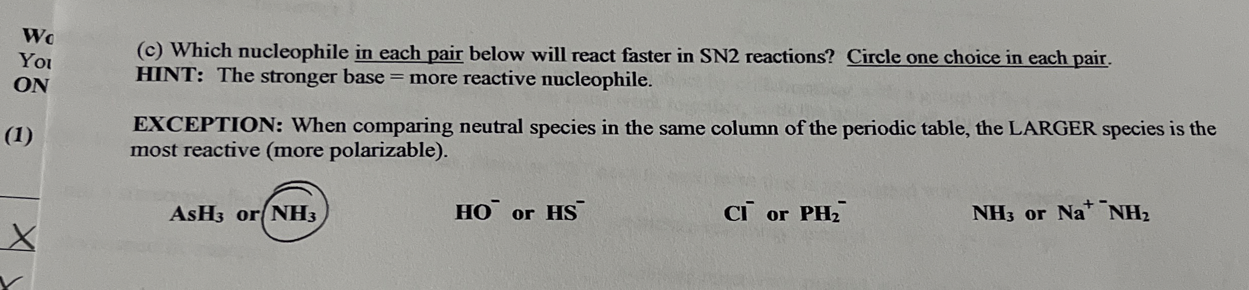 Solved (c) ﻿Which nucleophile in each pair below will react | Chegg.com