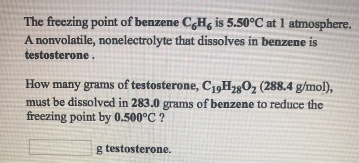 Solved The freezing point of benzene CHis 5.50°C at 1 | Chegg.com
