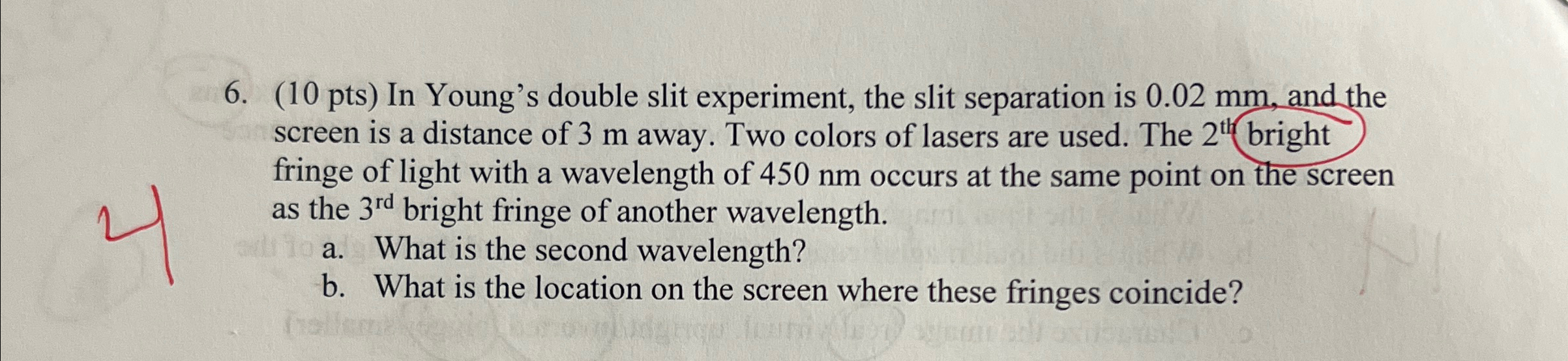 Solved (10 ﻿pts) ﻿In Young's double slit experiment, the | Chegg.com